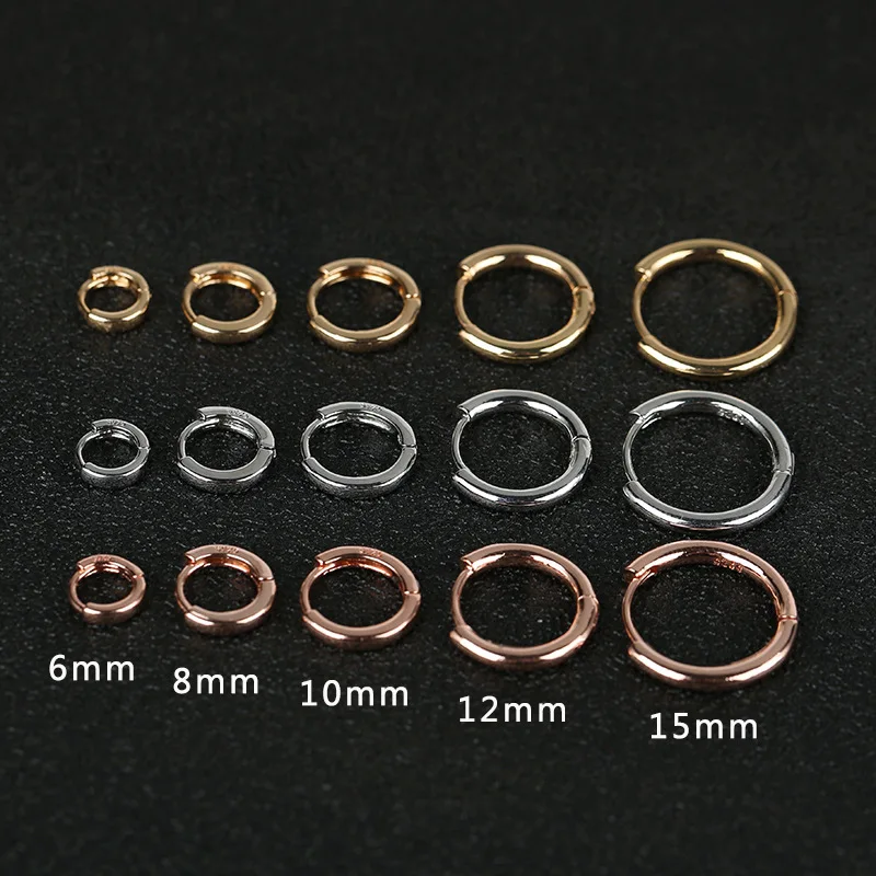 Glossy Metal Minimal Hoop Earrings Rose Gold Color Cartilage Earrings ...