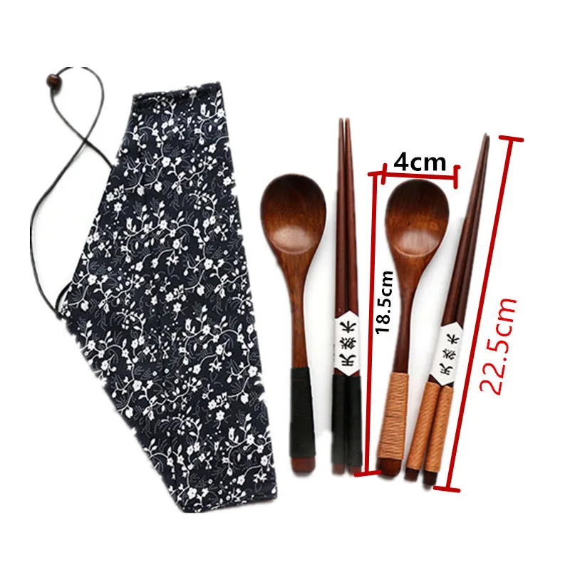 4Pairs Chopstick +1 spoons Handmade Japanese Natural Wood Chopsticks ...