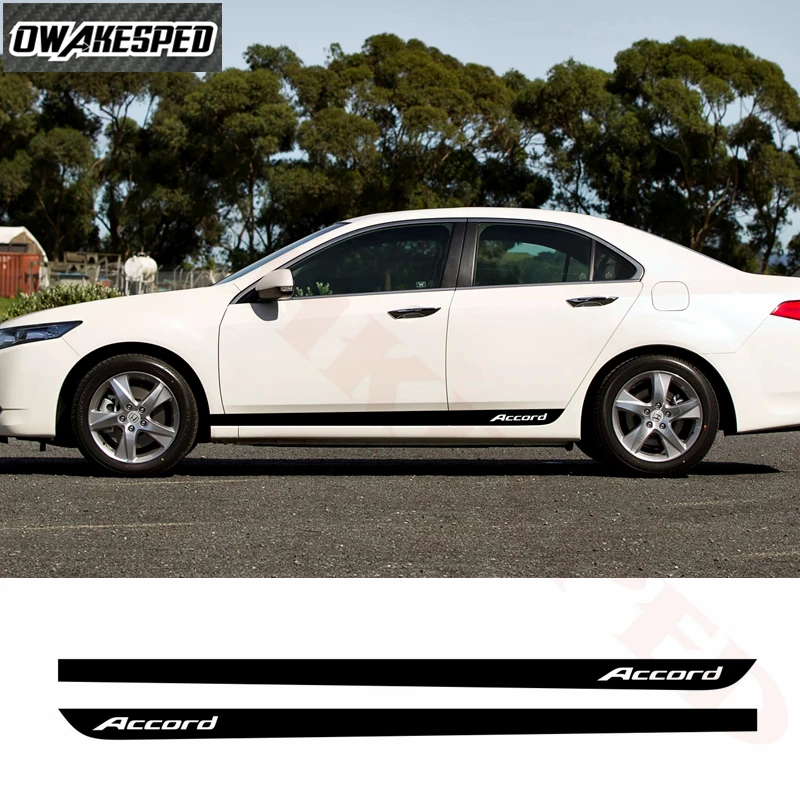 2PCS Car Body Both Side Skirt Decor Stickers For Honda Accord 2007 2011 ...