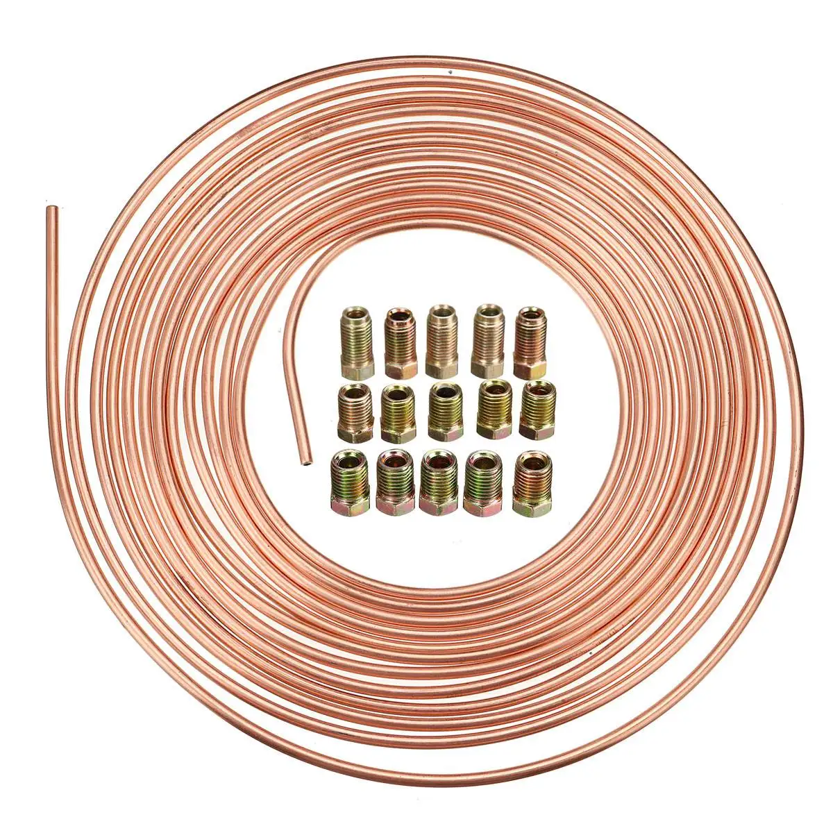 Universal Car 25ft Copper Nickel Brake Line Tubing Kit Fitting 3/16" Od ...