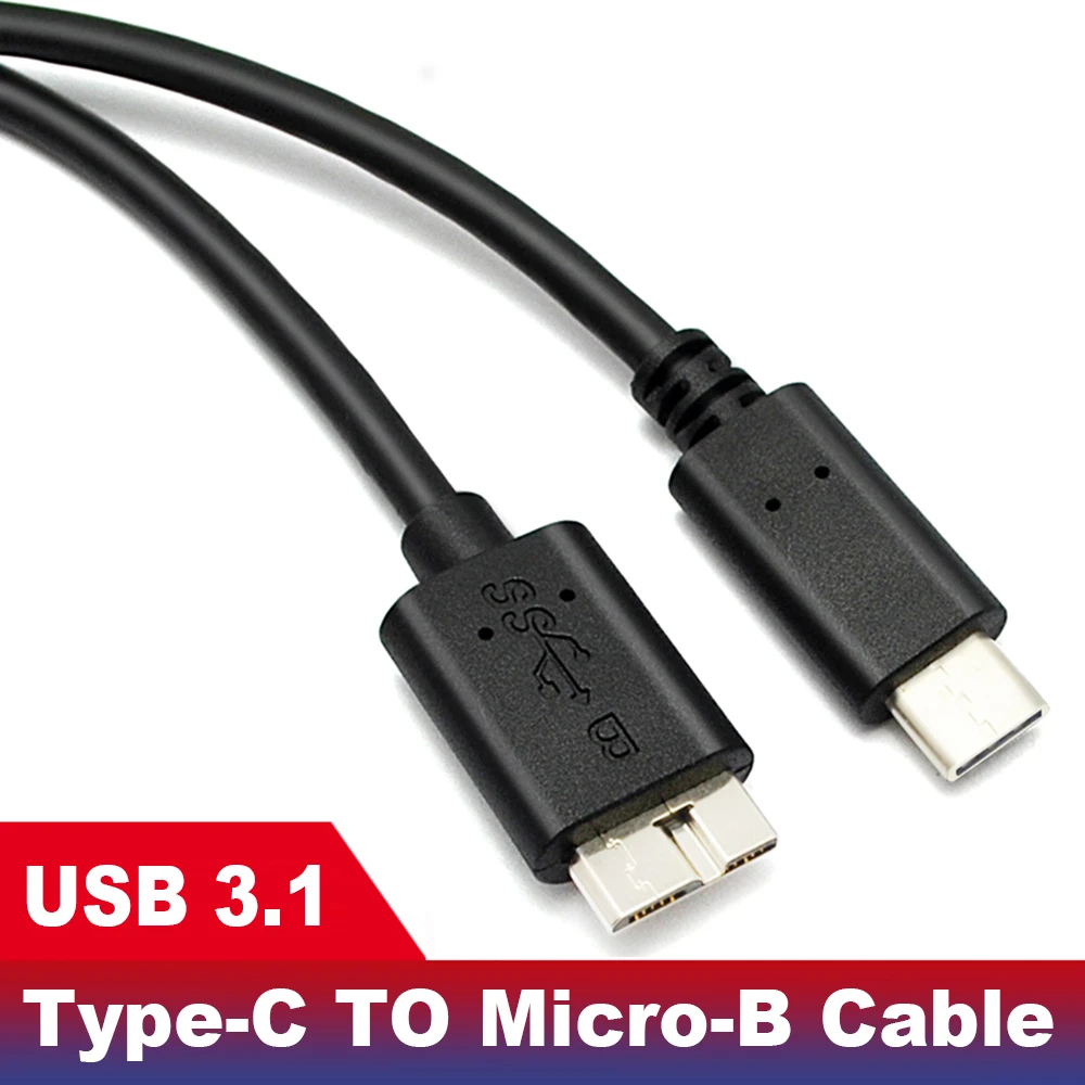 Super Speed USB 3.1 Type C to Micro B 3.0 10Pin Cable Data Cord ...