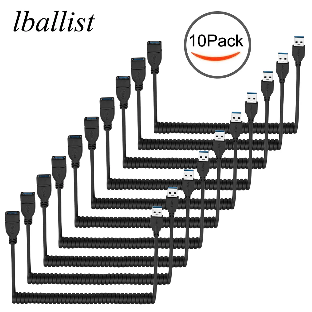 lballist-Elastic-Coiled-USB-3-0-Extension-Cable-Male-to-Female-M-F-9-1 ...