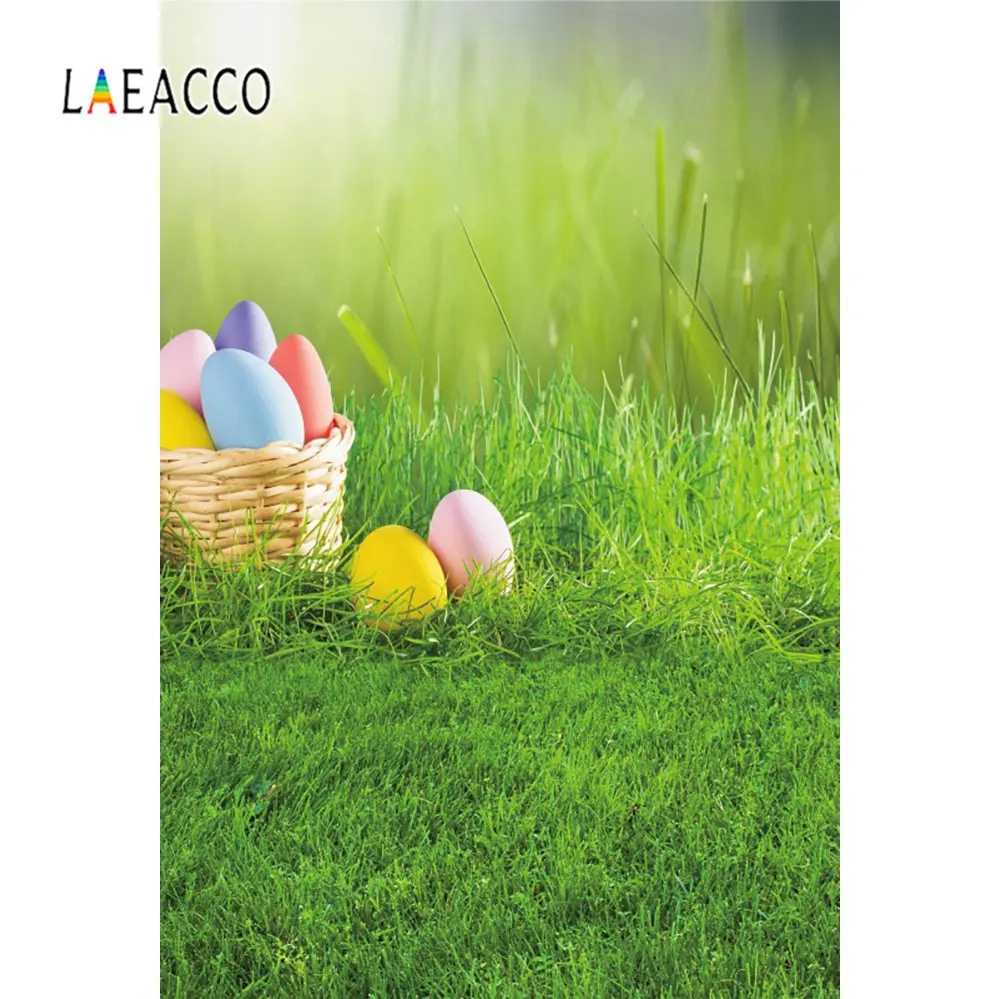 Laeacco Spring Green Grass Easter Eggs Baby Newborn Party Portrait ...