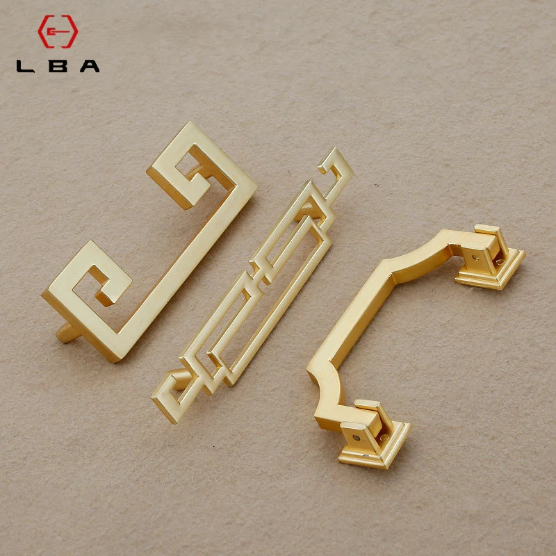 Chinese Shoe Cabinet Push Pull Door Handle Gold Imitation Copper Zinc ...