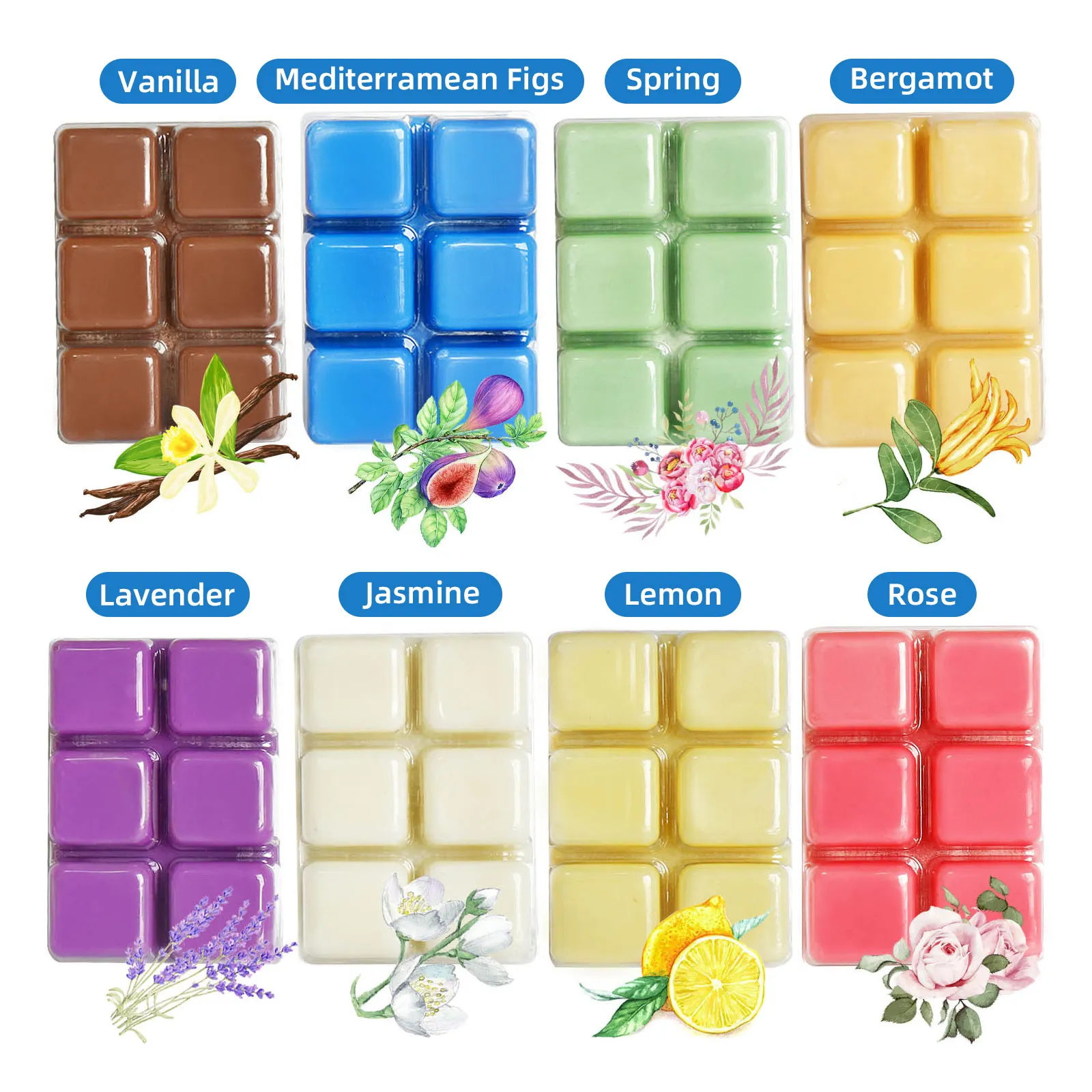 8 Packs Scented Wax Melts Assorted Soy Wax Warmer Cubes for DIY Scented ...