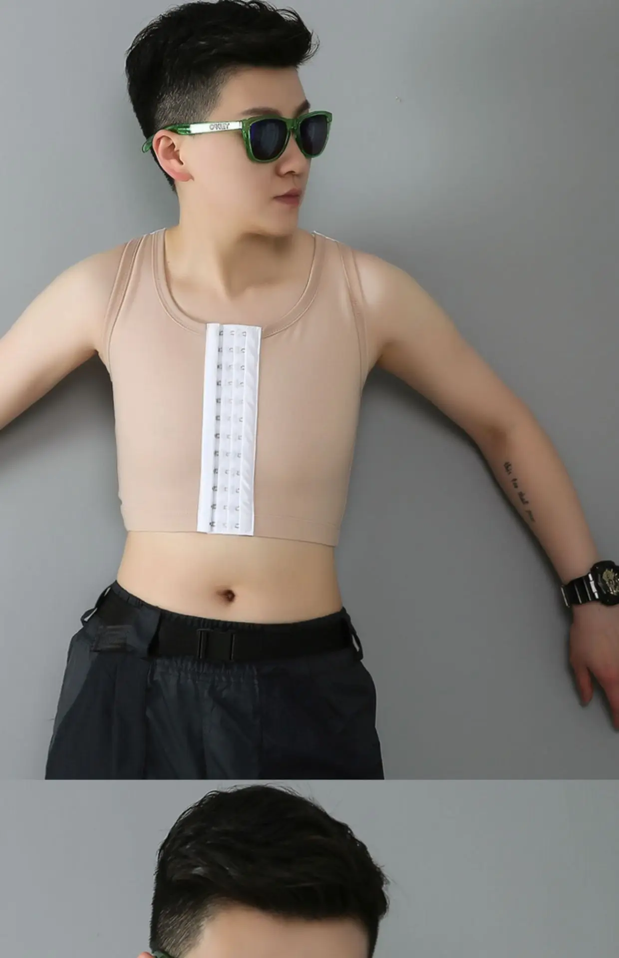 S-6XL Tomboy SancShort Chest Binder GlaFlat Breast Slim Shaper FTM ...
