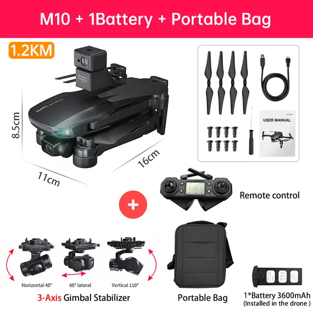 XMRC M10 Ultra Drone 4K Profesional GPS 3-Axis EIS 5G Wifi Quadcopter ...