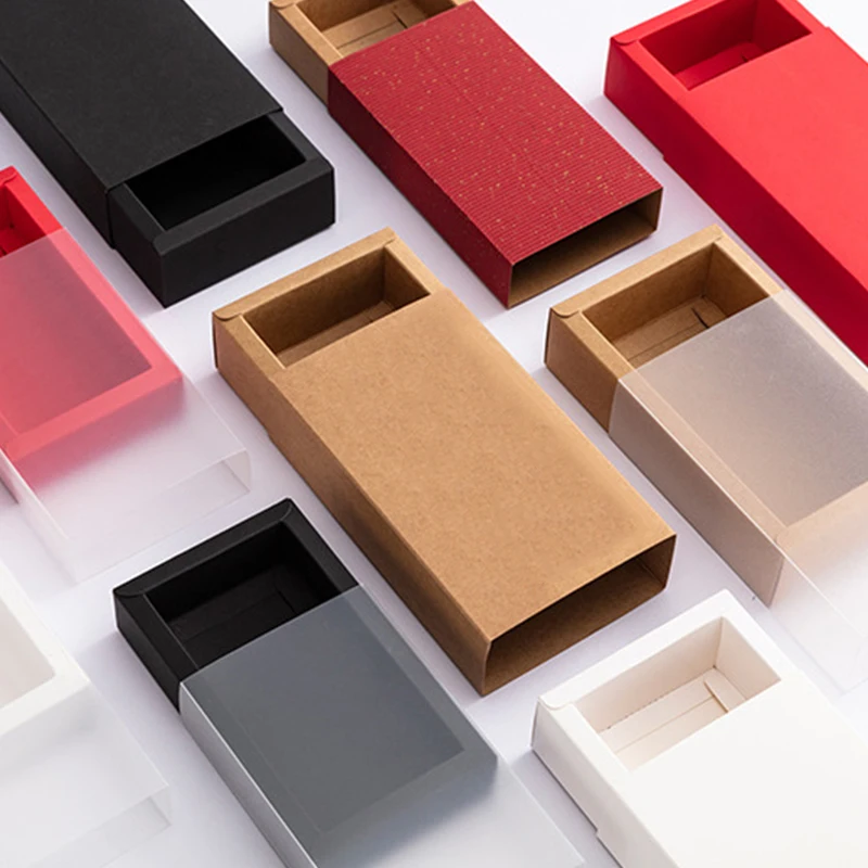 1PC-Kraft-Frosted-Cookie-Packaging-Paper-Box-Simple-PVC-Transparent ...