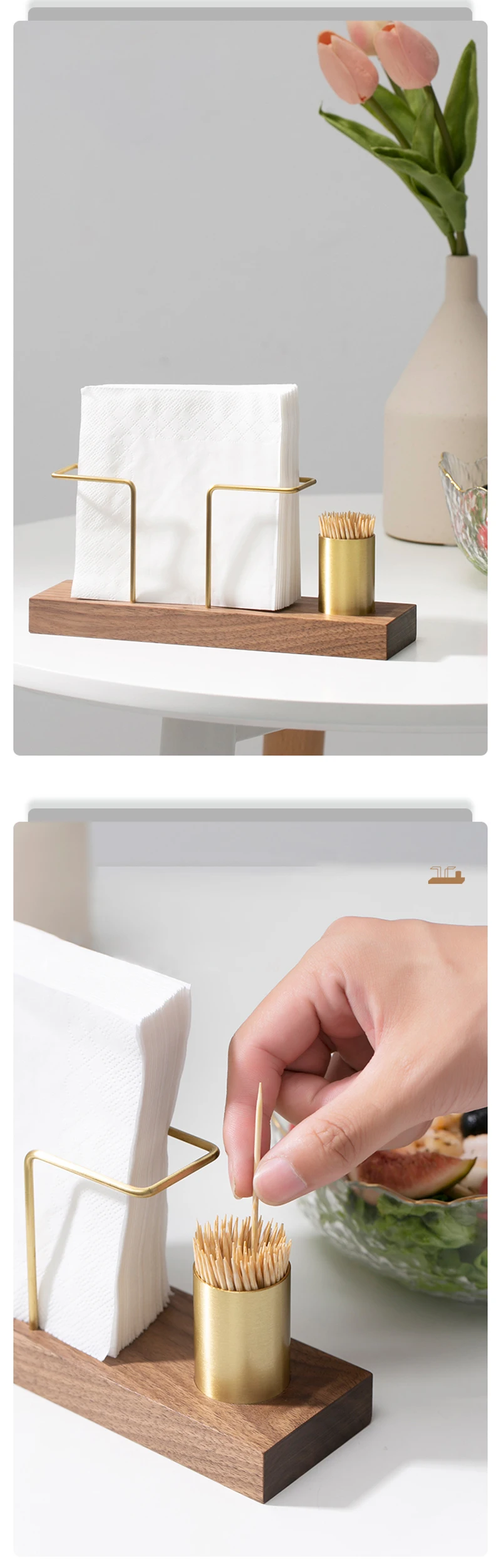 Wood & Gold Metal Tissue Holder – KOKANIA