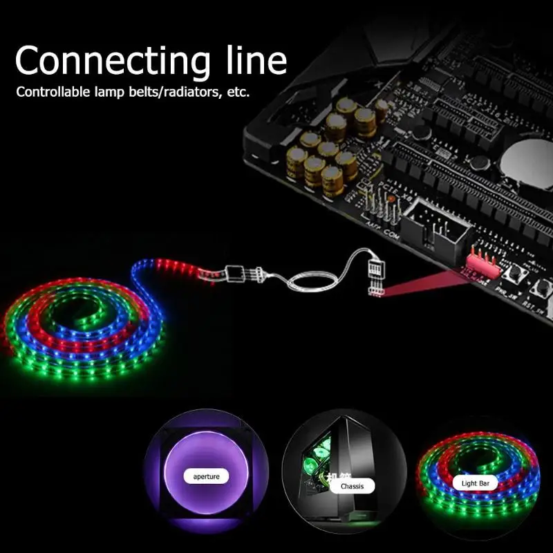 12 V 4 Pin RGB Connector Cable 60cm PC Case Fan LED Strip Extension ...