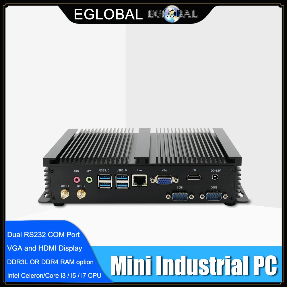 Fanless Industrial X86 Mini PC i7-8565U i5-8250U 7*24 Working 2*RS232 ...