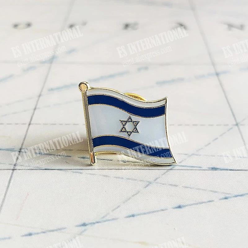 Israel National Flag Lapel Pins Crystal Epoxy Metal Enamel Badge Paint ...