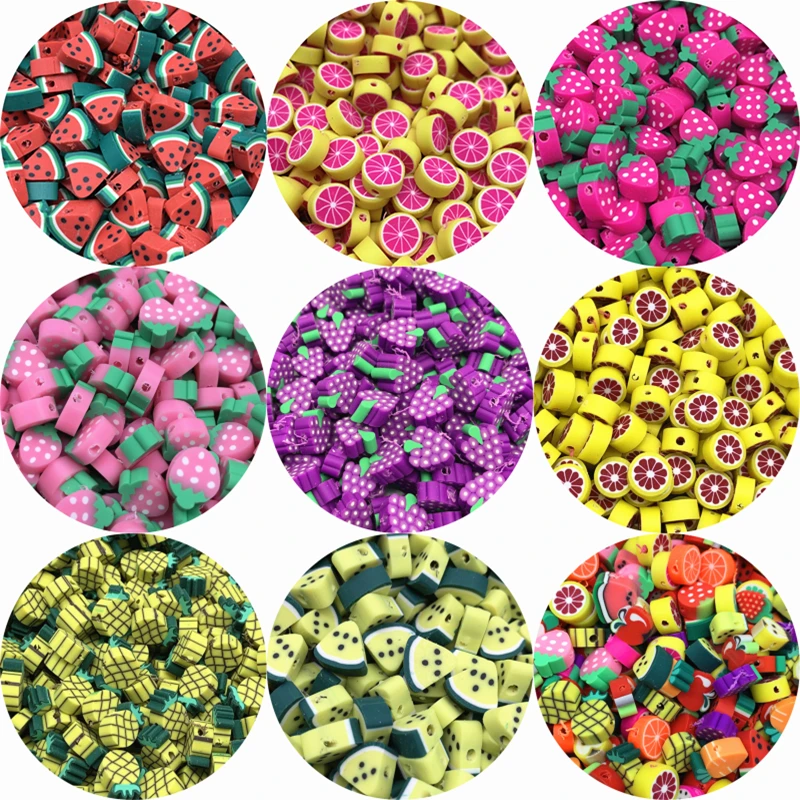 30pcs/Lot 10mm Clay Beads Round Shape Fruit Clay Spacer Beads Polymer ...