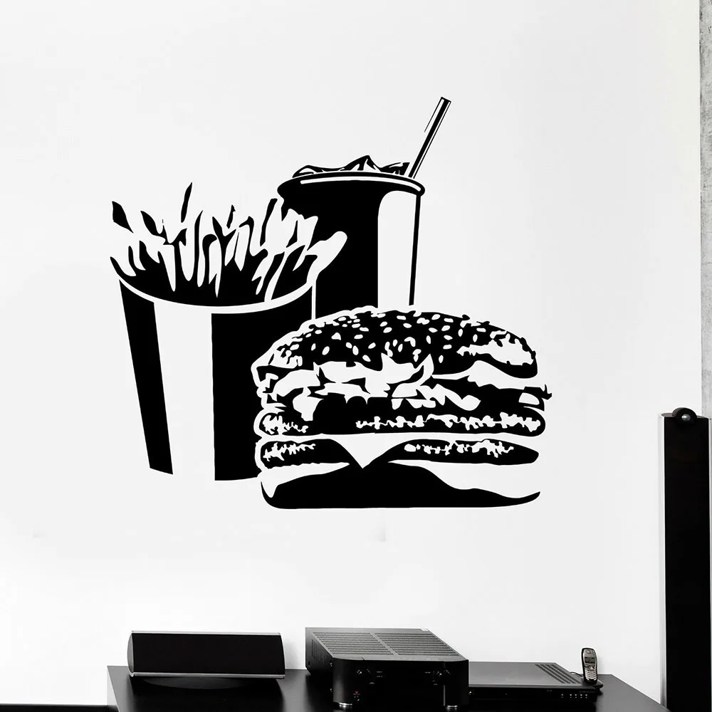 Hamburger Wall Decal French Fries Soft Drink Door Window Vinyl Stickers ...