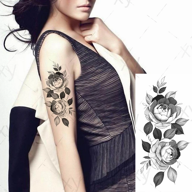 Black And White Rose Tattoo Arm