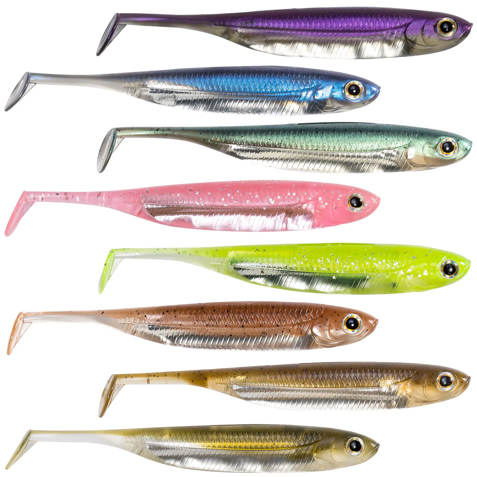 Dr.Fish 5/6pcs Fishing Soft Plastic Lures Silicone Bait Paddle Tail ...