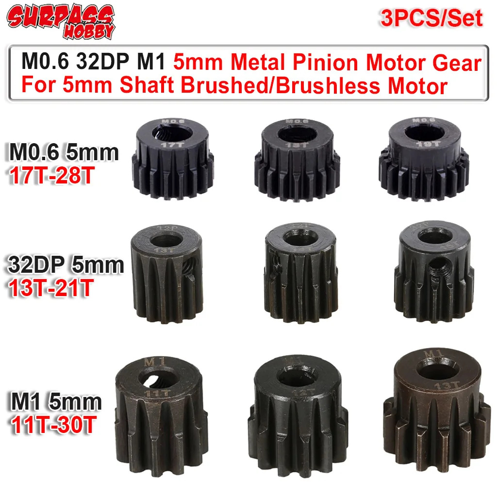 금속 모터 피니언 기어 5mm 브러시드 브러시리스 1 8 Rc 자동차 부품 M0 6 32d 티몬