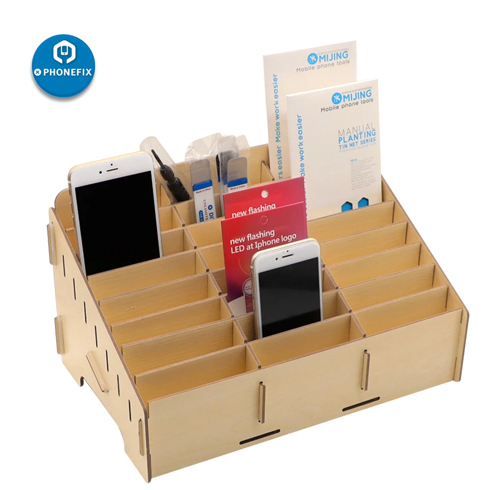 Wooden Mobile Phone Management Storage Box Creative Desktop 48 Grid ...