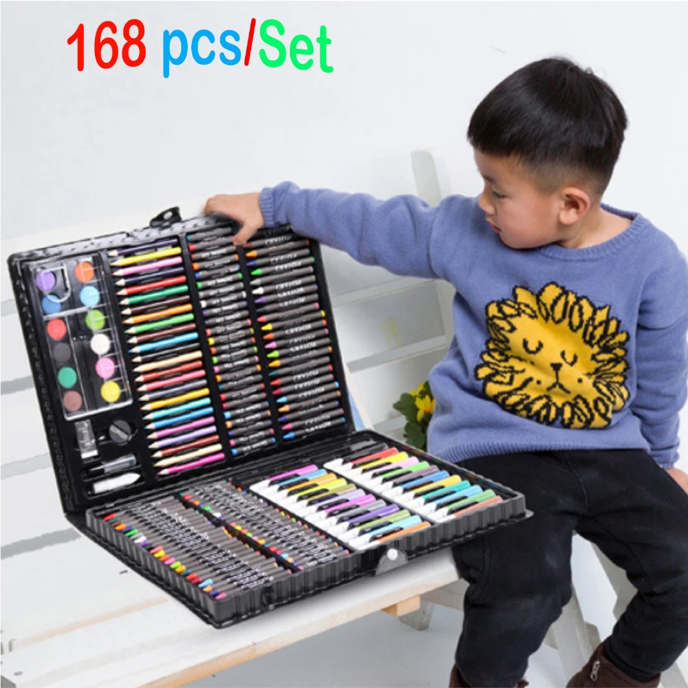 168PCS/Set Art Set Oil Pastel Crayon Colored Pencils Marker Pens ...