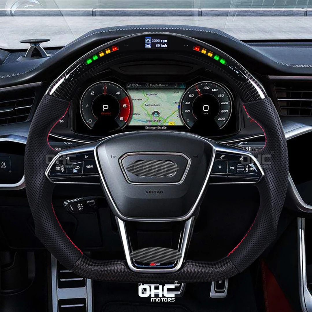 Ohc Motors Performance 100% Real Carbon Fiber Led Steering Wheel ...