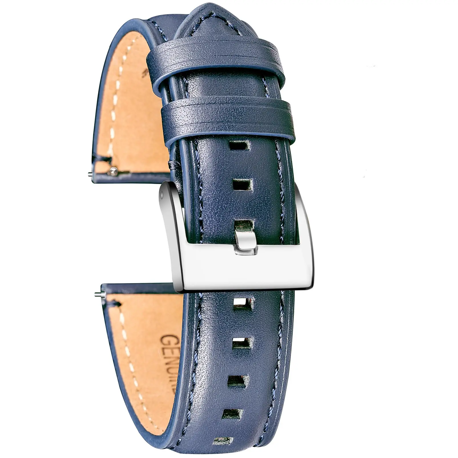 Correas de reloj de cuero genuino azul, correa de reloj de grano ...