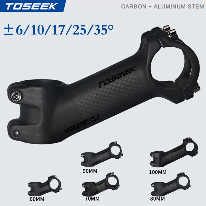 Toseek Carbon Fiber Mtb Stem 6/10/17/25/35 Degree Bike Stem Ultralight Stem 60/70/80/90/100mm ...