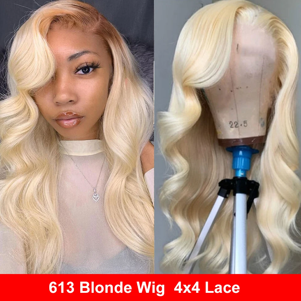 613 Wig Body Wave Wig Blonde Human Hair Wig 4x4 Lace Closure Wig 4x4 ...