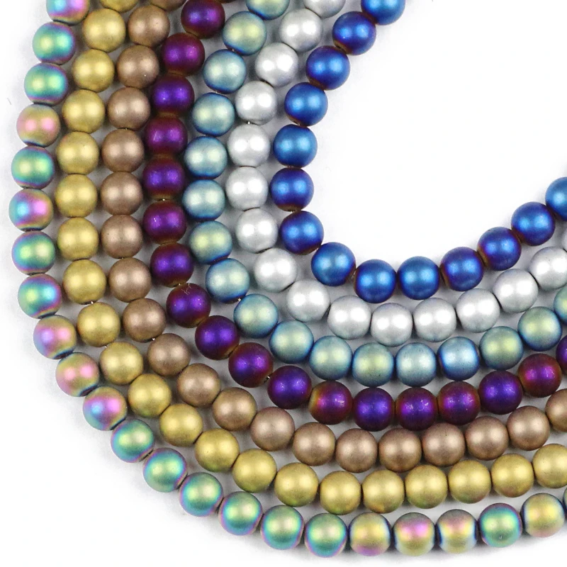 HGKLBB-Round-Matte-Hematite-beads-Natural-Stone-2-3-4-6-8-10mm-Plating ...