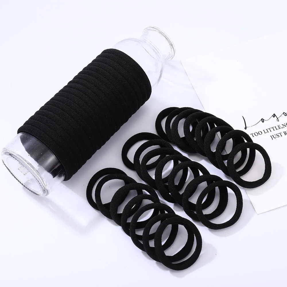 40pcs-Seamless-Towel-Loop-Hair-Rope-High-Elasticity-Black-Rubber-Bands ...