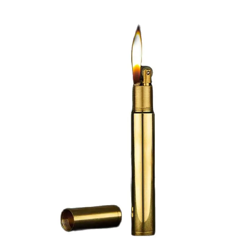 Retro-Slim-Brass-Oil-Lighter-Cigarette-Lighter-Refueling-Metal ...