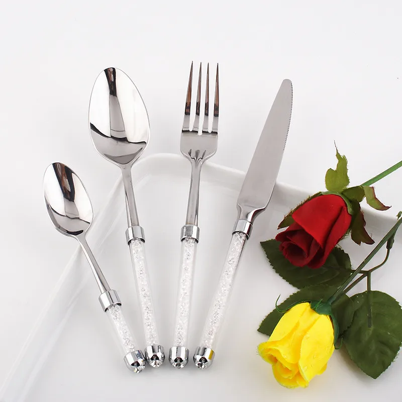 Luxury Dinnerware Acrylic Crystal Handle Dinner Knife Fork Spoon ...