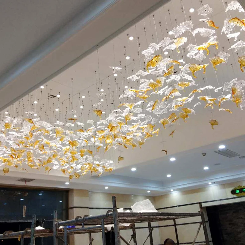 Maple Leaf Hotel Designer Home Ceiling Art Decor Hanging Lamp Luxury H ...