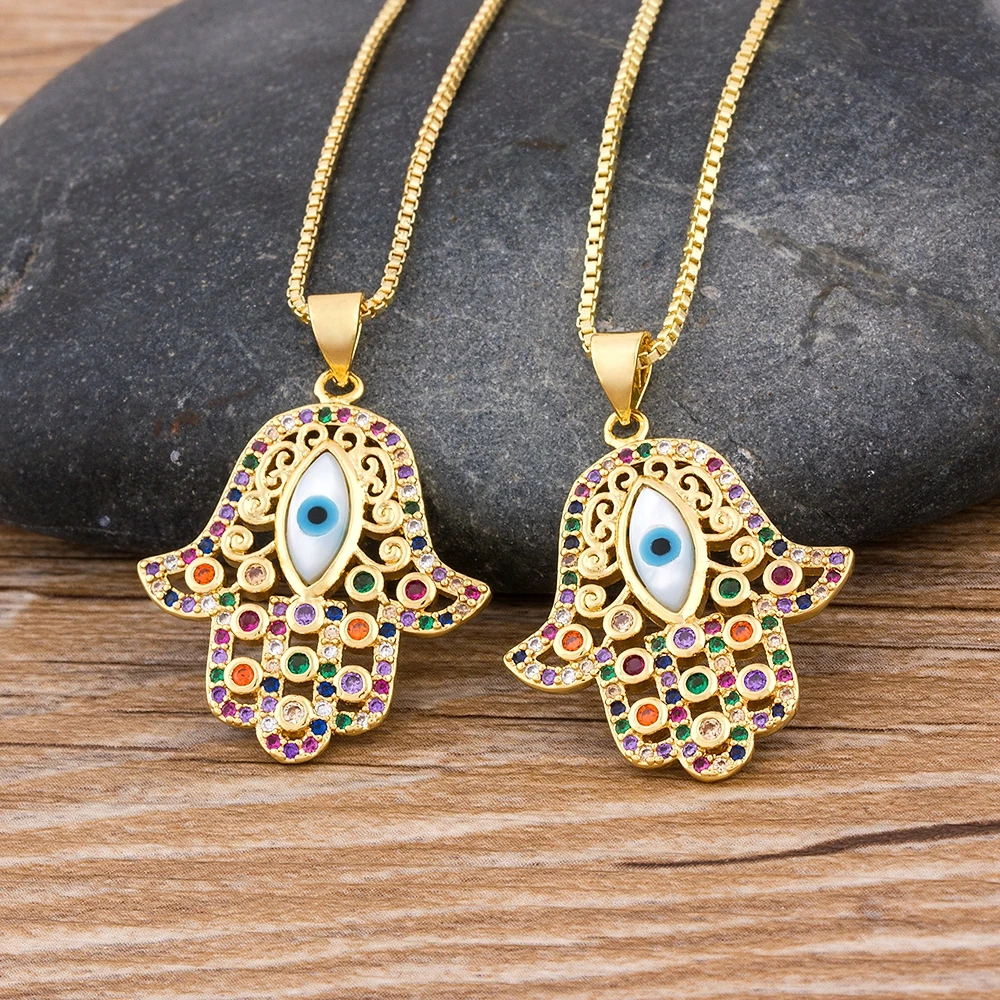 2020 New Trendy Gold Turkey Evil Eye Hamsa Hands Fatima Palm Chain ...