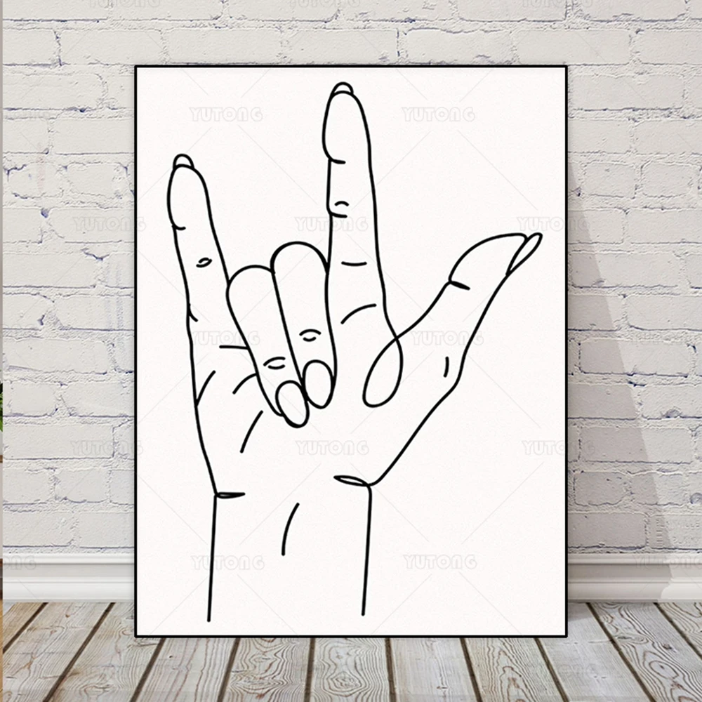 Sign Language I Love You Drawing