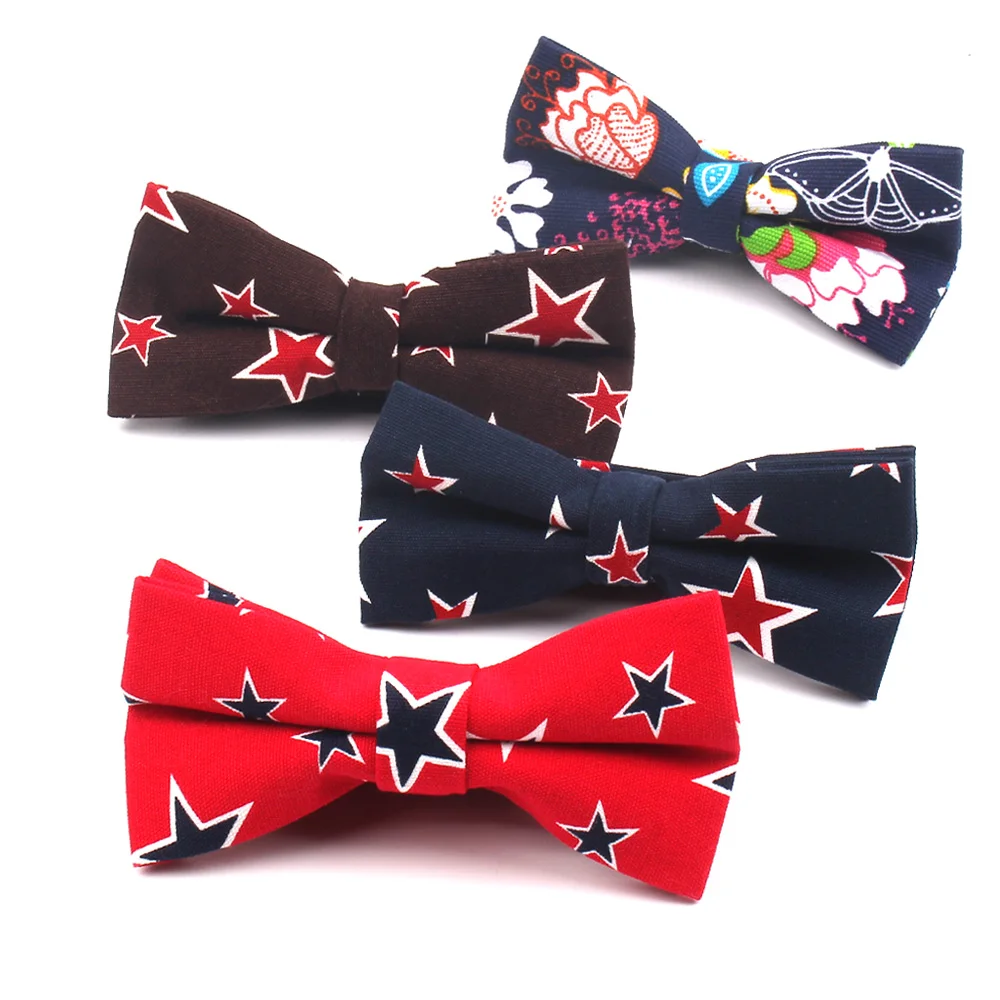 Linen-Men-Bowtie-Casual-Bow-tie-For-Men-Women-Bowknot-Adult-Star-Print ...
