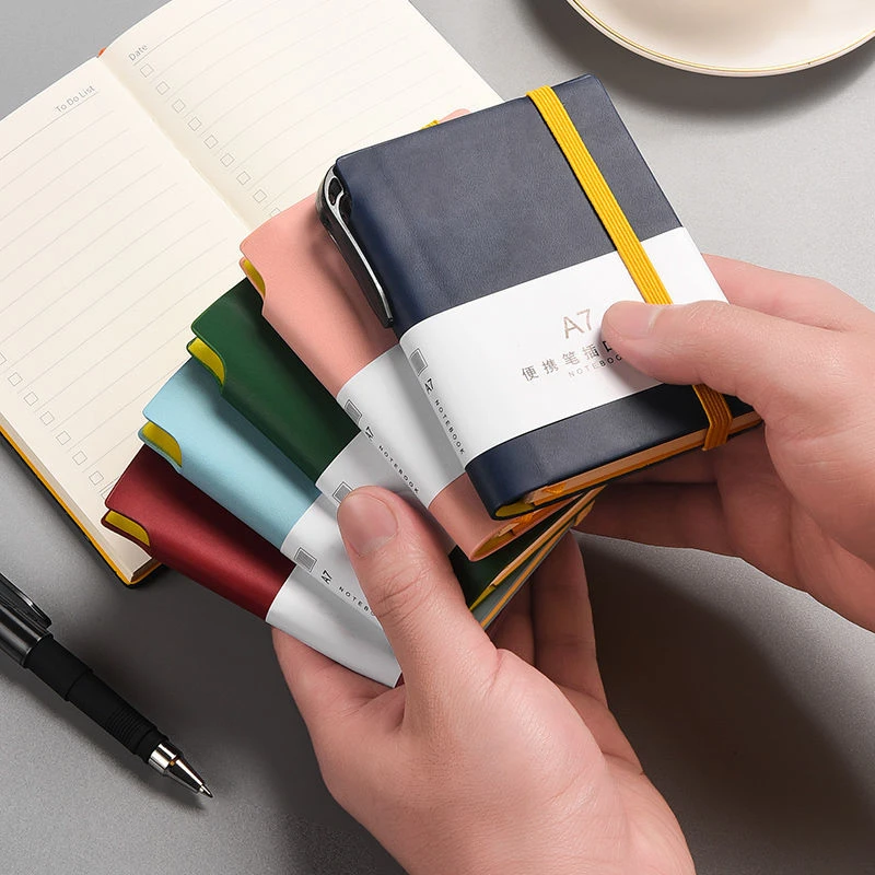 200page Notebook A7 Beautiful Pockets Mini Portable Notebooks Business ...