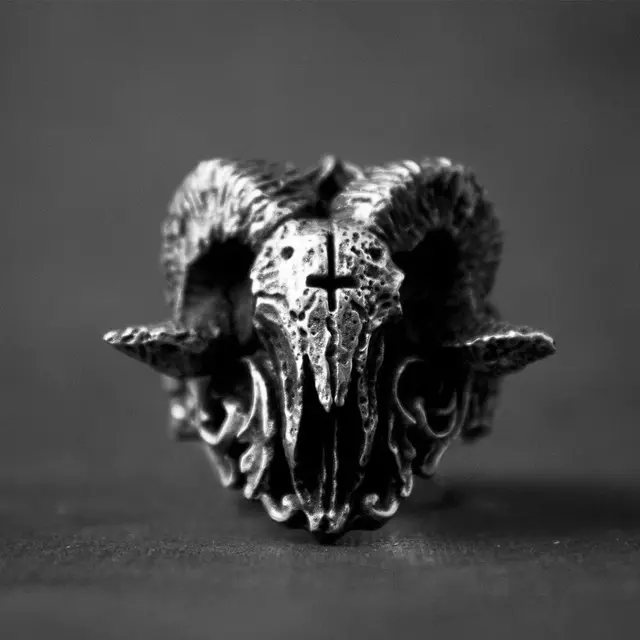 Gothic Punk Satanic Devil Skull Ring | Motorcycle Biker Jewelry