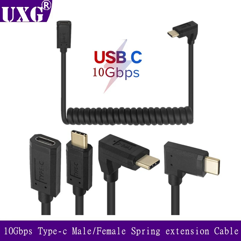 Gold Plated Spring Retractable 10gbps Gen2 Type-c Usb 3.1 Male To Usb-c ...