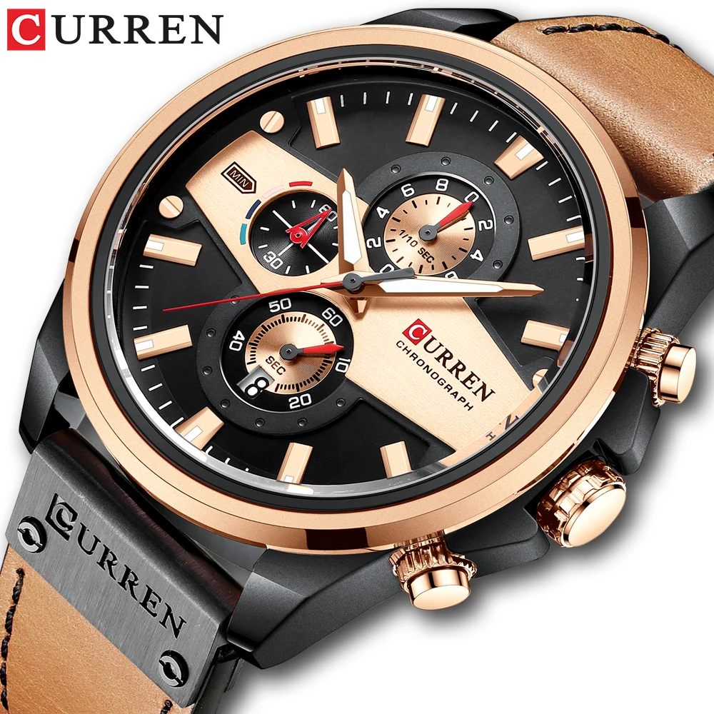 CURREN-Men-Watch-Military-Leather-Strap-Luxury-Quartz-Wristwatches-for ...