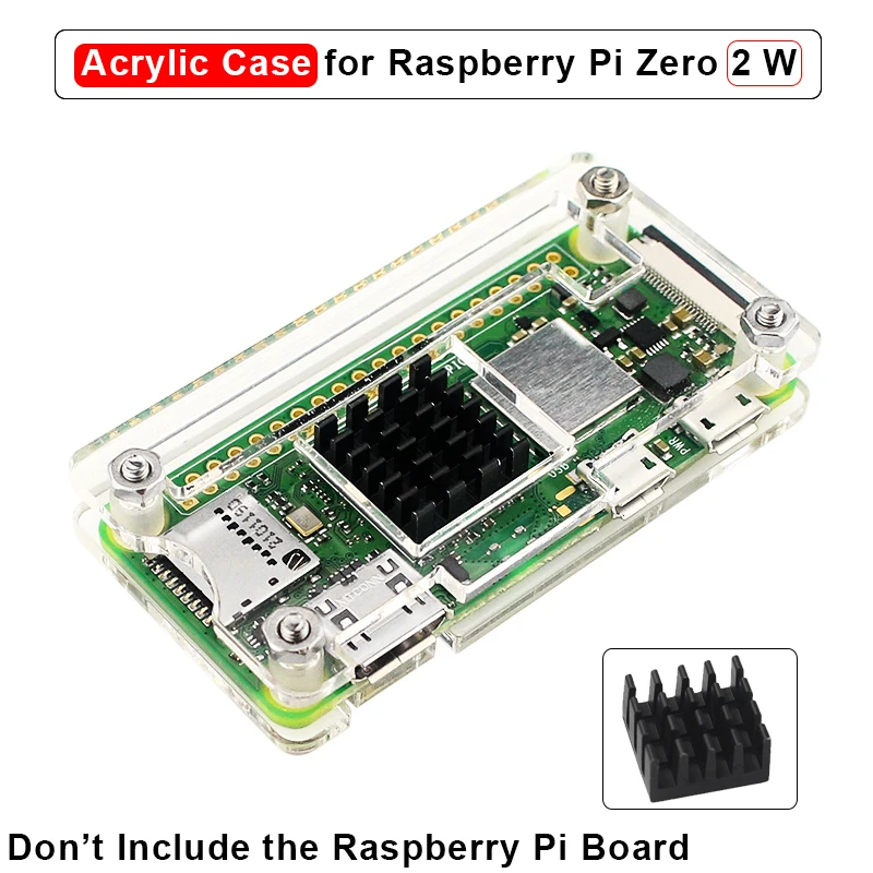 Raspberry Pi Zero 2 W Acrylic Case Transparent Shell with Aluminum Heat ...