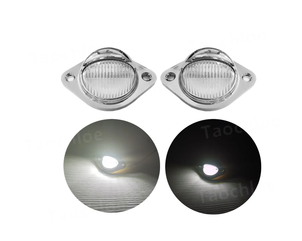 2pieces 10 30v silver round 12v 24v CAR Truck Number plate Light ...