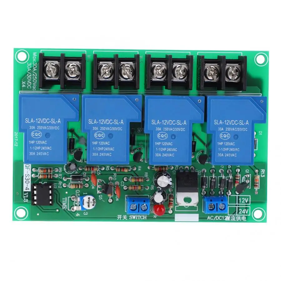 30A Relay Module Power Time Sequence Board 4 Channel Adjustable ...