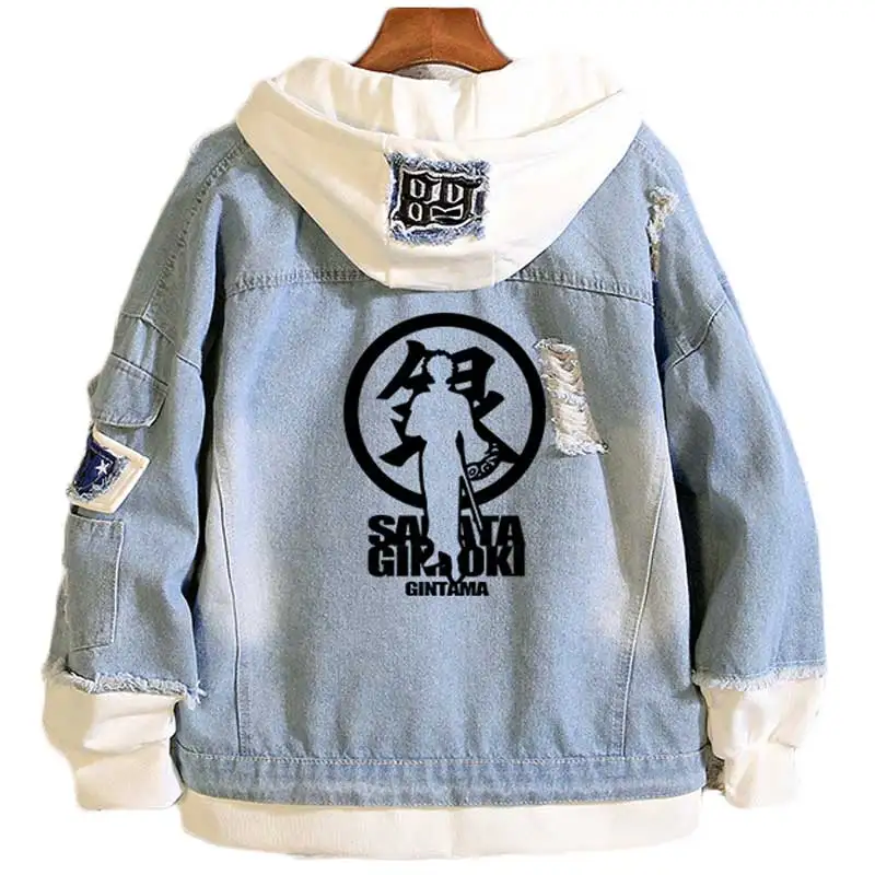 Anime Gintama Sakata Gintoki yo ro zu ya Casual Layered Denim Jackets ...