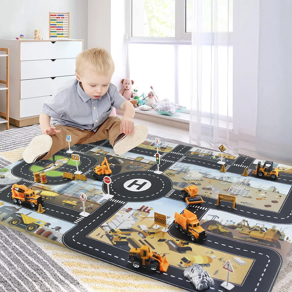 Large-City-Road-Map-Children-Playing-Traffic-Mat-Car-Parking-Lot-Game ...