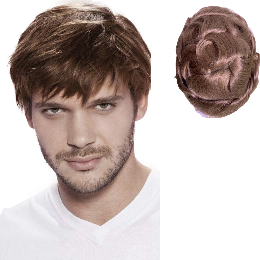 Peluquín de PU fino y súper suave, pelo Natural de Color rubio, sistema ...