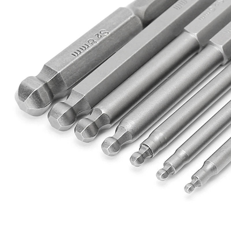 7 Pcs 65mm Magnetic Ball End Hexagon Head Hex Screwdriver Bits Drill ...