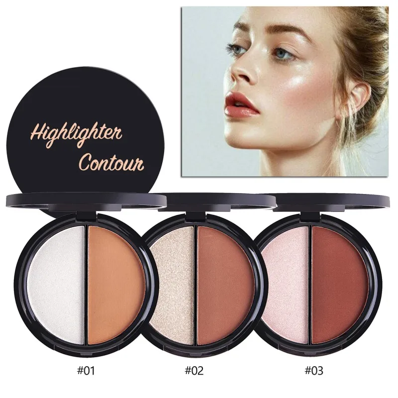 Two Colors Bronzer Highlighter Brighten Long Lasting Trim Powder Repair ...