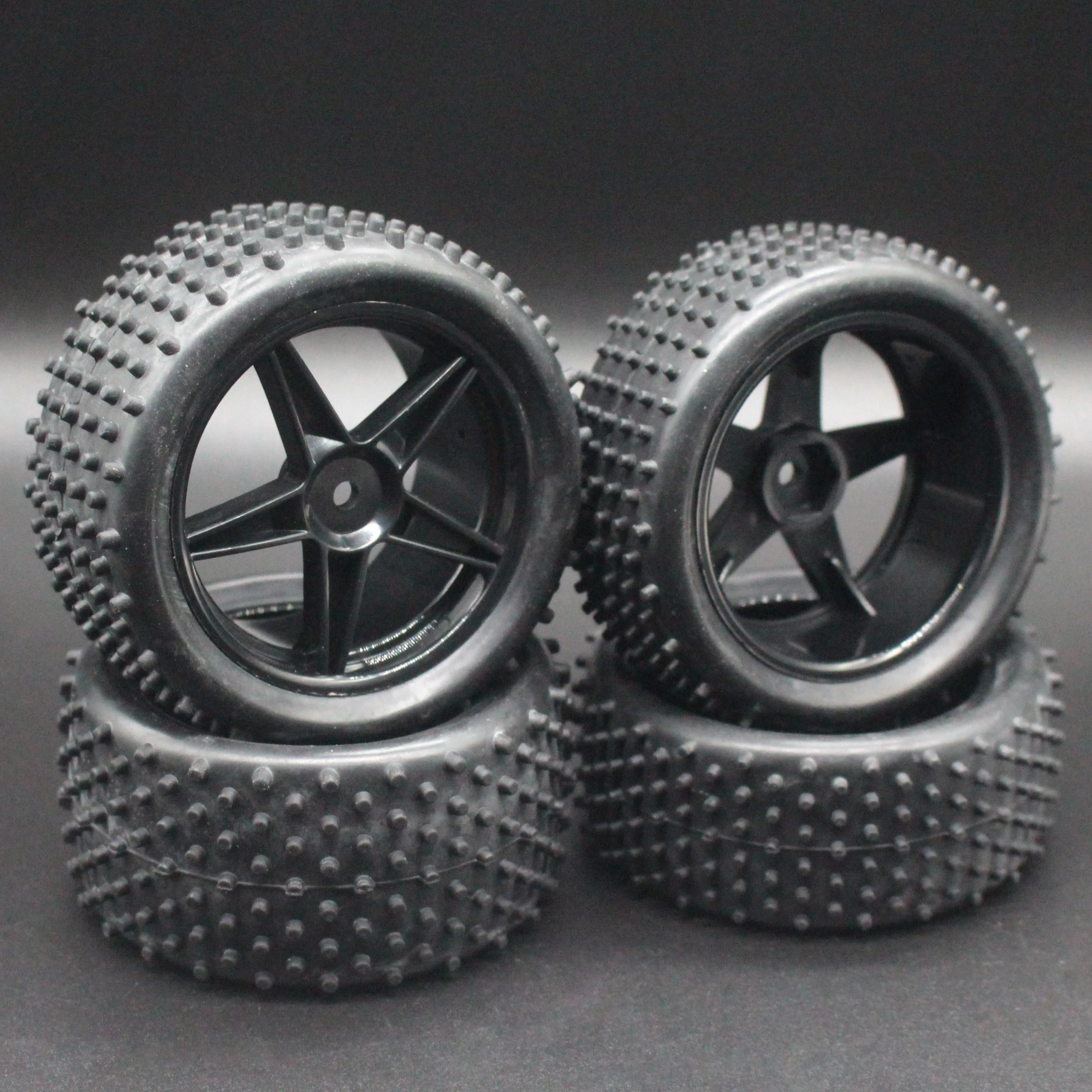 4pcs/Lot Rubber RC 1/10 Buggy Wheels & Tires 12mm Hex Hub Mount For RC ...