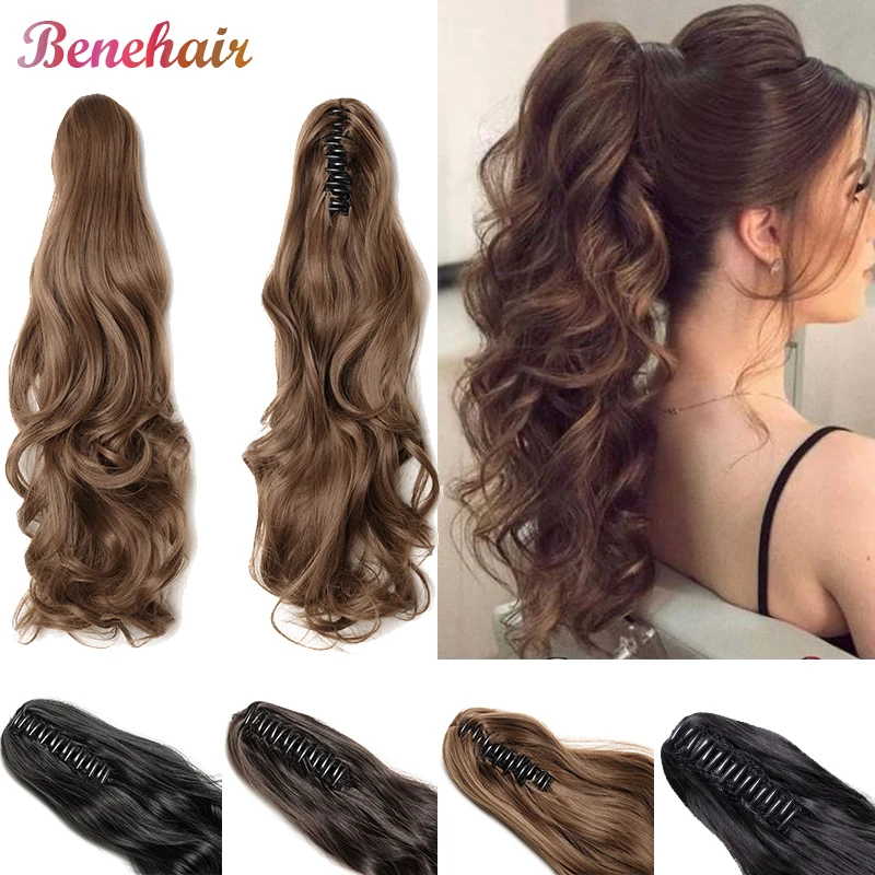 BENEHAIR Clip In Ponytail Claw On Ponytail Hair Extensions Fake Hair ...
