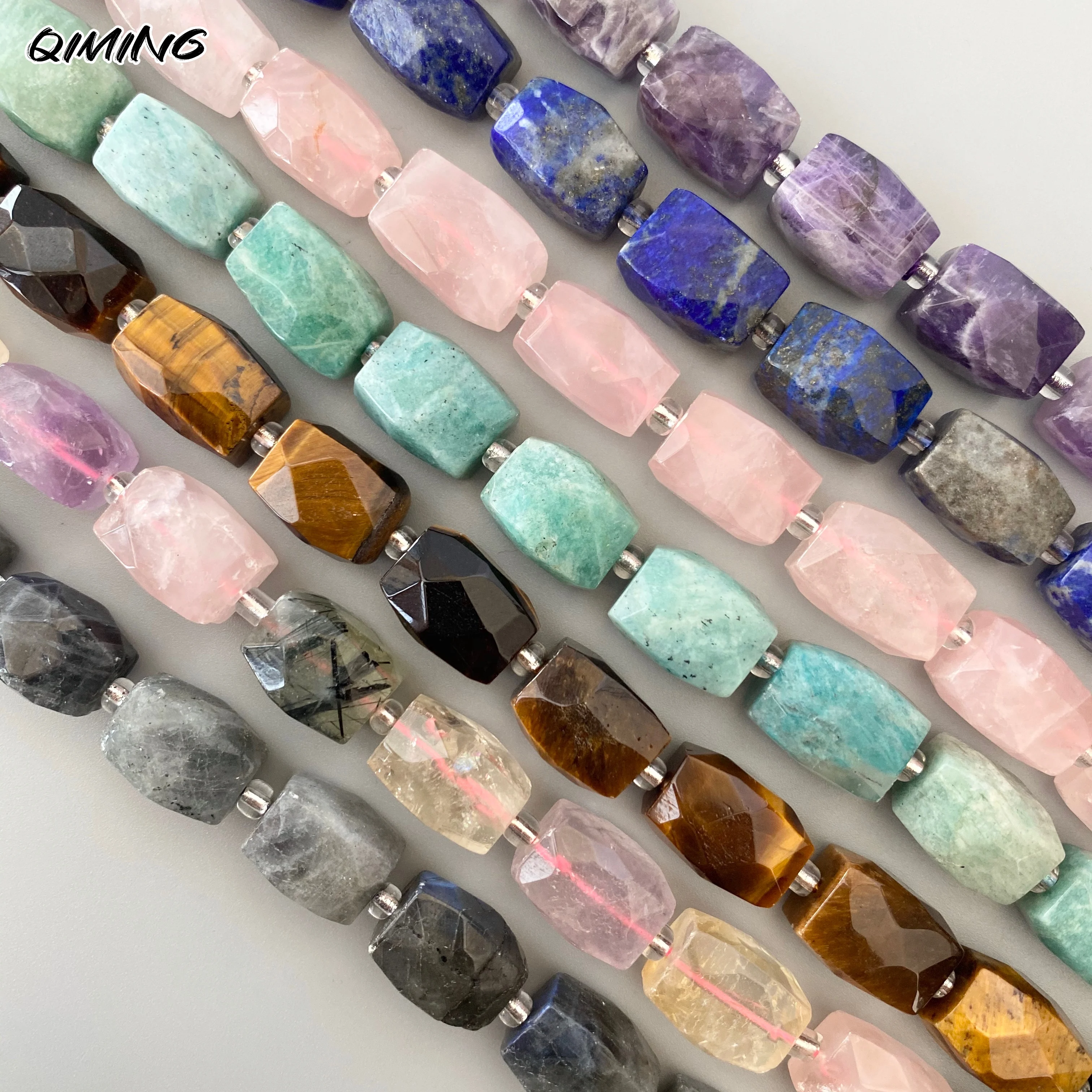 12x16mm-Natural-GemStone-Bead-Facet-Raw-Mineral-Stone-Loose-Bead-Diy ...